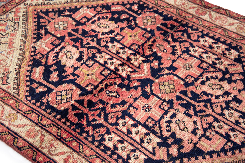 Antique Persian rug vegetal dyed wool 4x3 ft | Ashayer